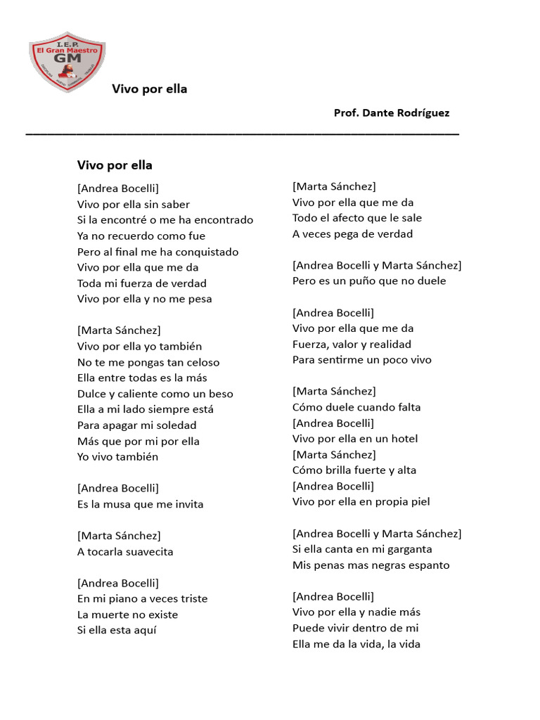 VIVO POR ELLA Andrea Bocelli | PDF