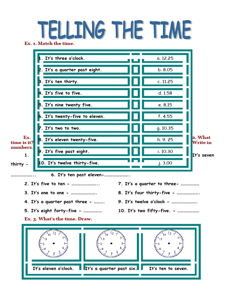 Time-Telling Exercises for Students | PDF