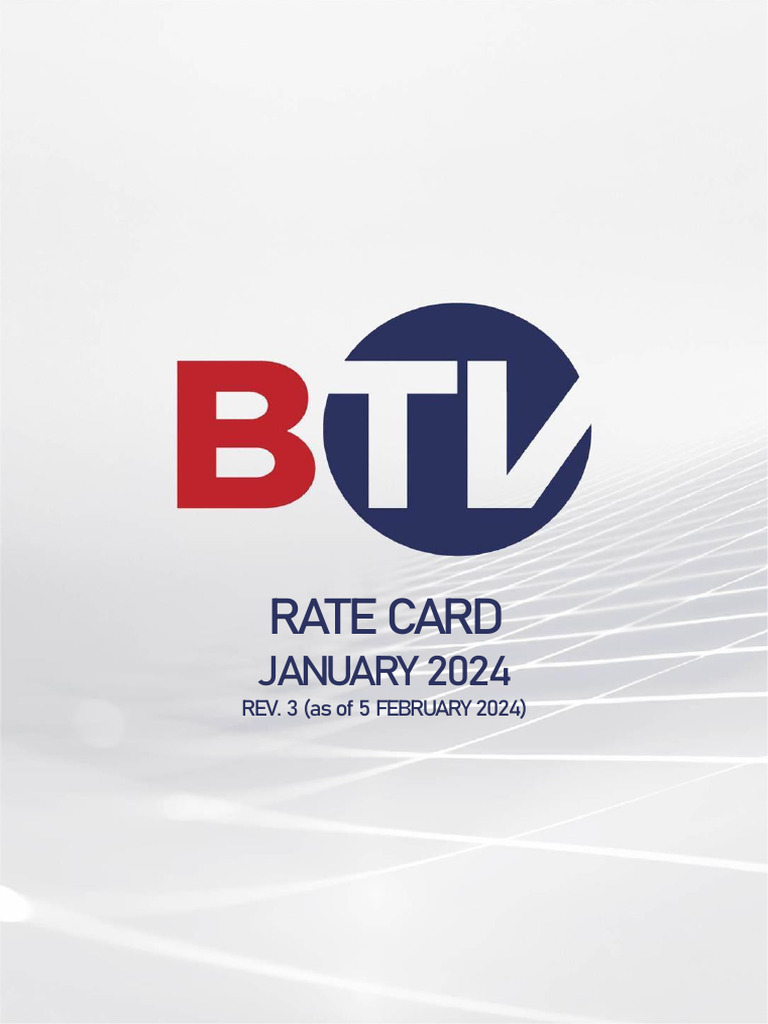 BTV - Rate Card February 2024 Rev. 3 as of 5 February 2024 | PDF