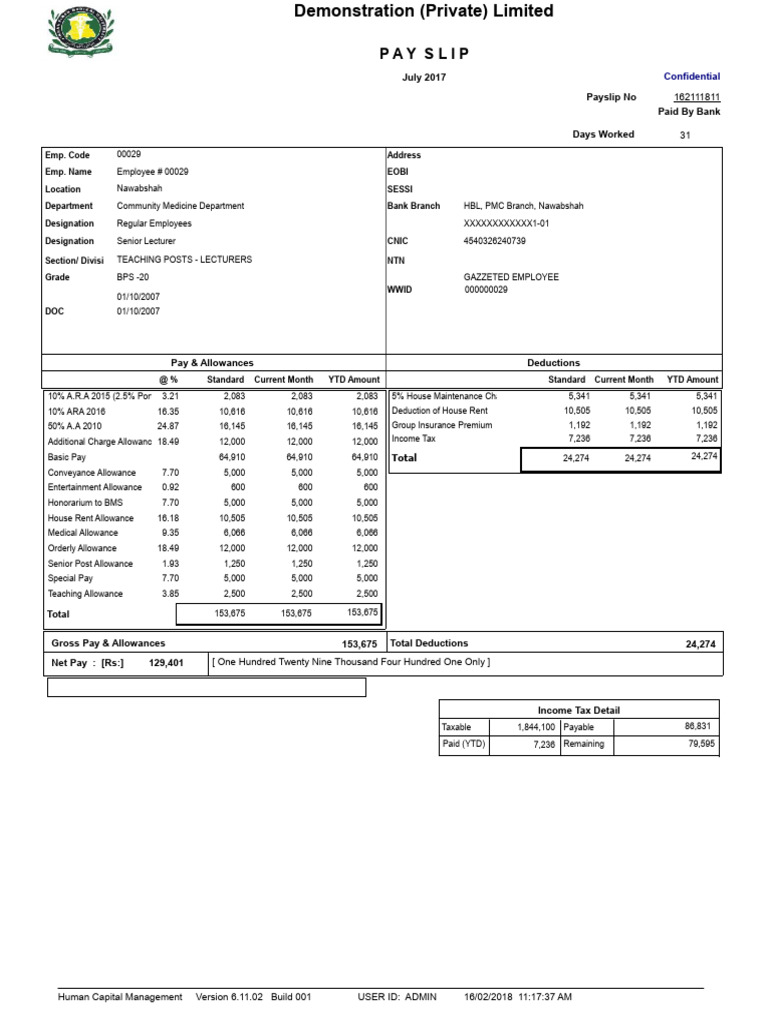 Pay Slips | PDF | Tax Deduction | Alternative Minimum Tax
