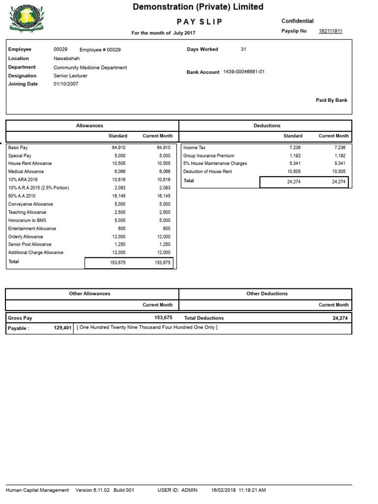 PaySlips Format 2 | PDF | Paycheck | Economies