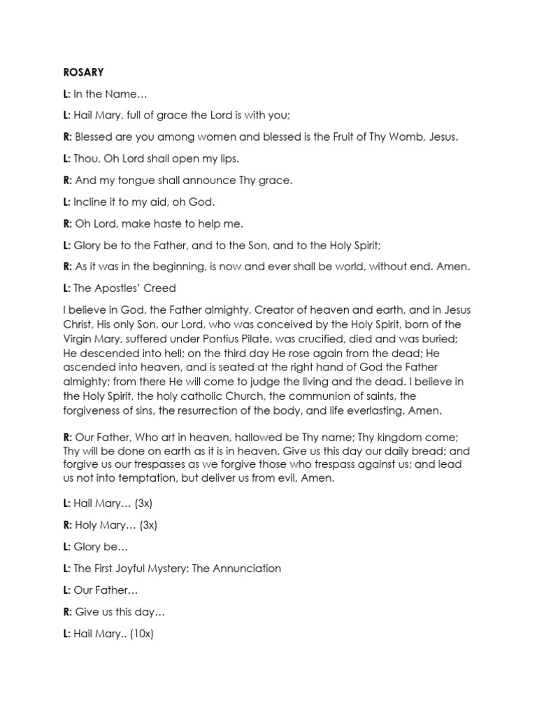 Holy Rosary | PDF | Jesus | Lord's Prayer