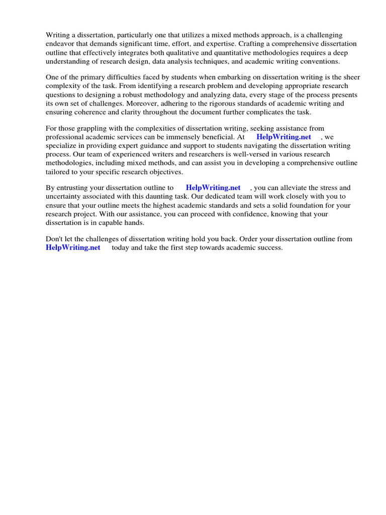 Dissertation Outline Mixed Methods | PDF | Methodology | Quantitative ...