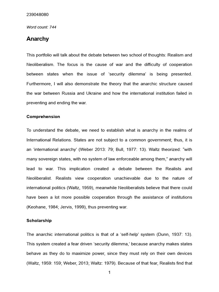Anarchy | PDF | Nato | International Security