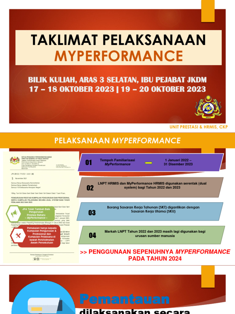 Slaid Taklimat Pelaksanaan MyPerformance Tahun 2023 | PDF