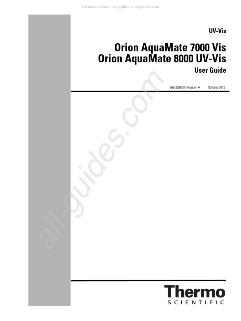 Thermo Scientific Orion Aquamate 8000 Uv Vis Operation User S Manual 148 | PDF | Ultraviolet ...