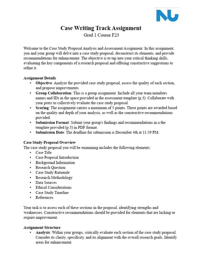 Grad Case Study Proposal Task | PDF | Survey Methodology | Methodology