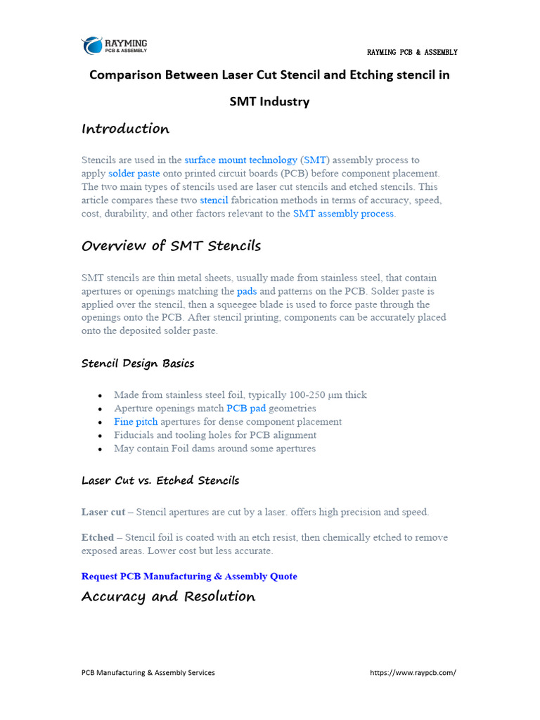 Comparison Between Laser Cut Stencil and Etching Stencil in SMT Industry | PDF | Printed Circuit ...