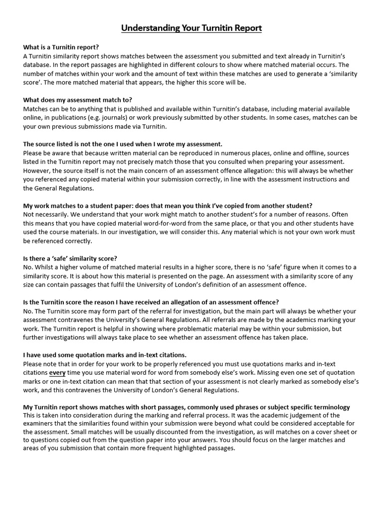 Understanding Your Turnitin Report | PDF | Turnitin