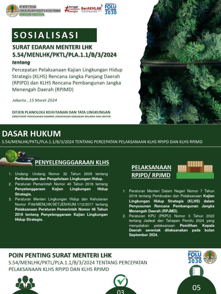Paparan SE MENLHK Terkait KLHS RPJPD Dan RPJMD 15032024 2024 Klhs ...