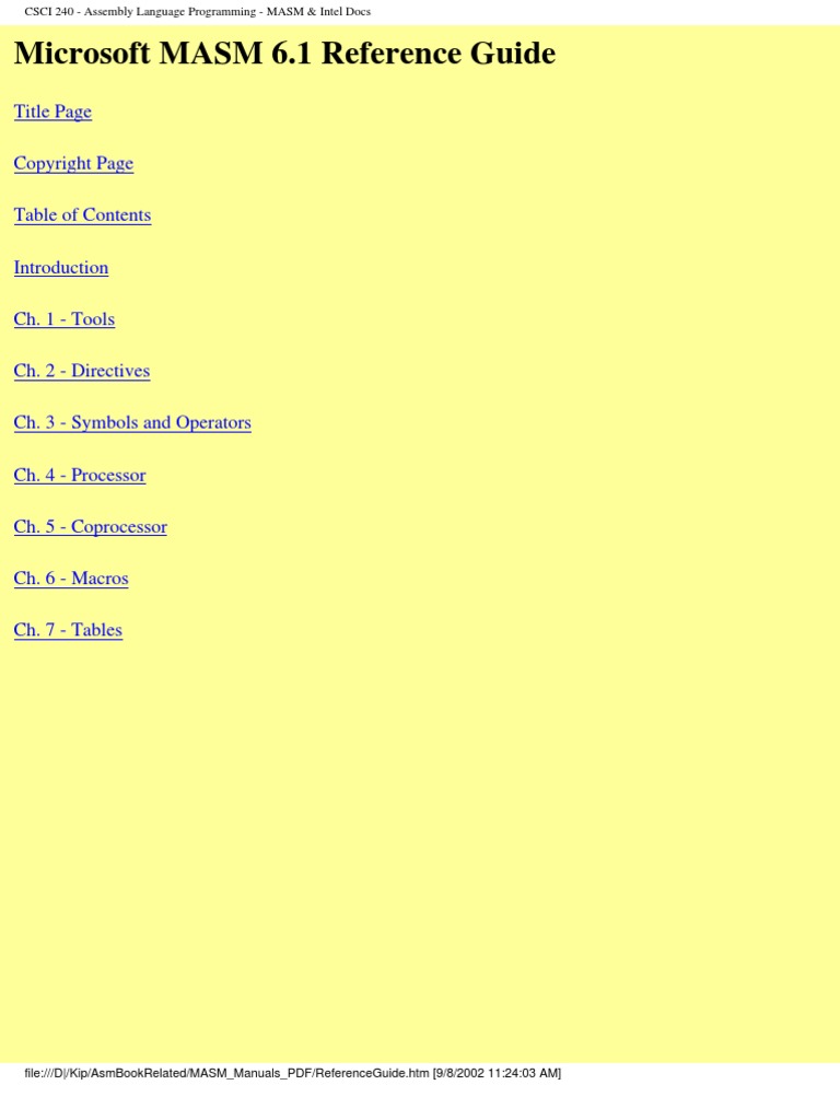 MASMReference | PDF | Command Line Interface | C (Programming Language)