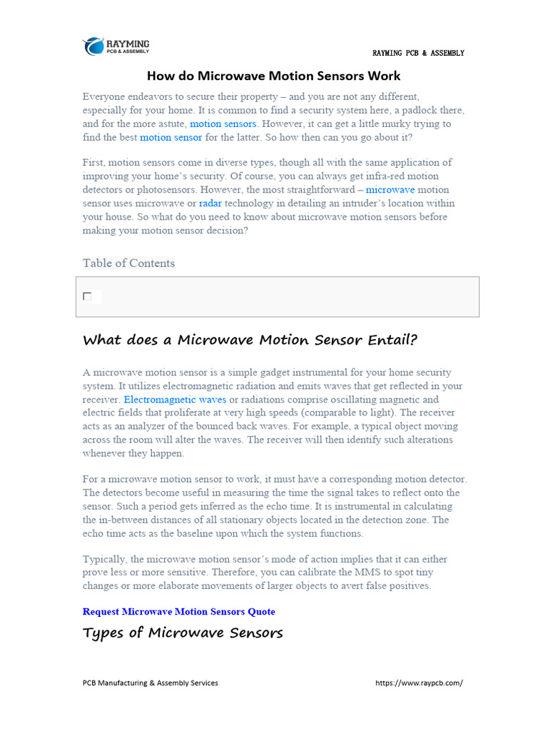 How Do Microwave Motion Sensors Work | PDF | Electromagnetic Radiation | Waves