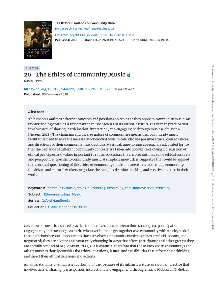 Ethics in Community Music Practices | PDF | Community | Aesthetics