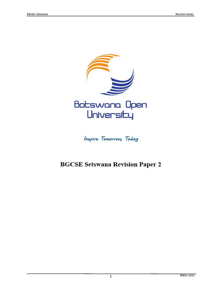 BGCSE Setswana Paper 2 | PDF