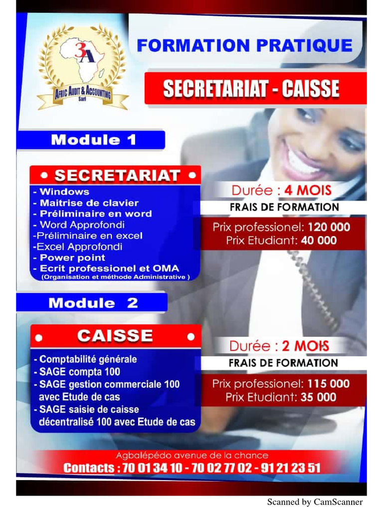 Cabinet 3A - Formation en Secrétariat - Caisse | PDF