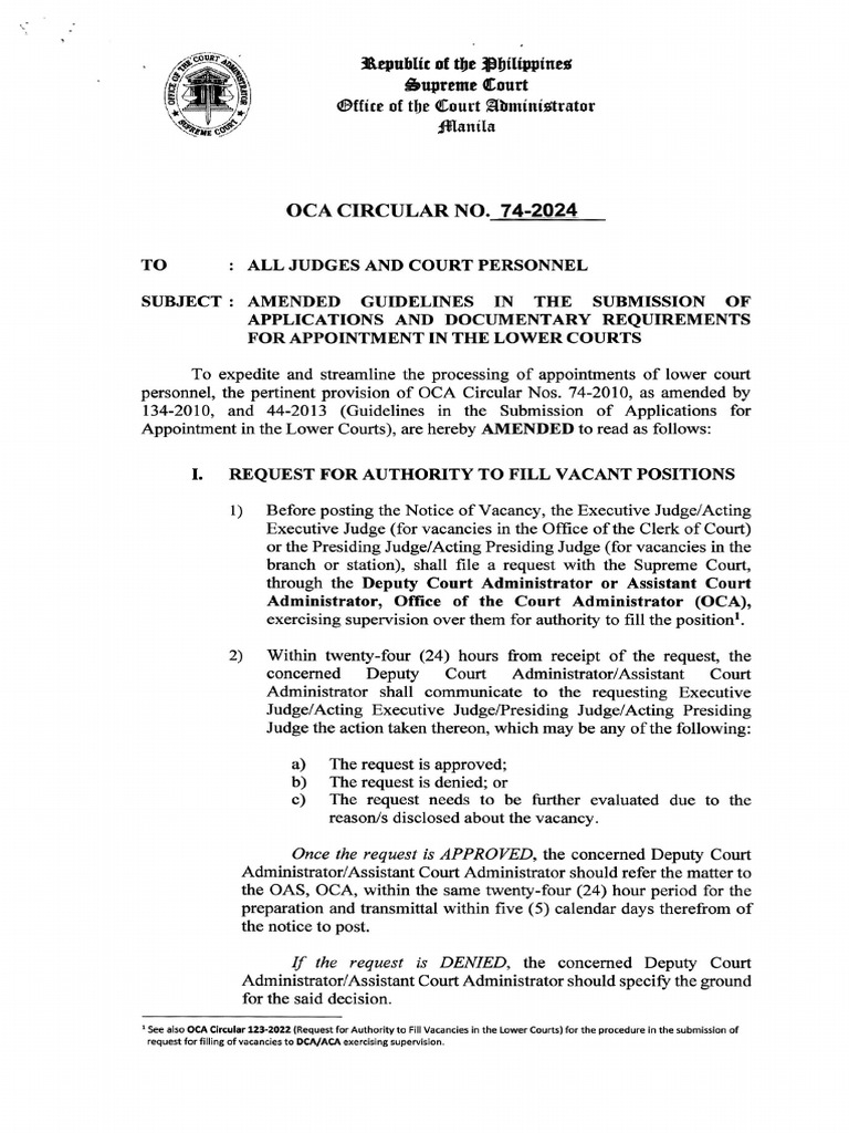 OCA Circular No. 74-2024 | PDF | Common Law | Public Law