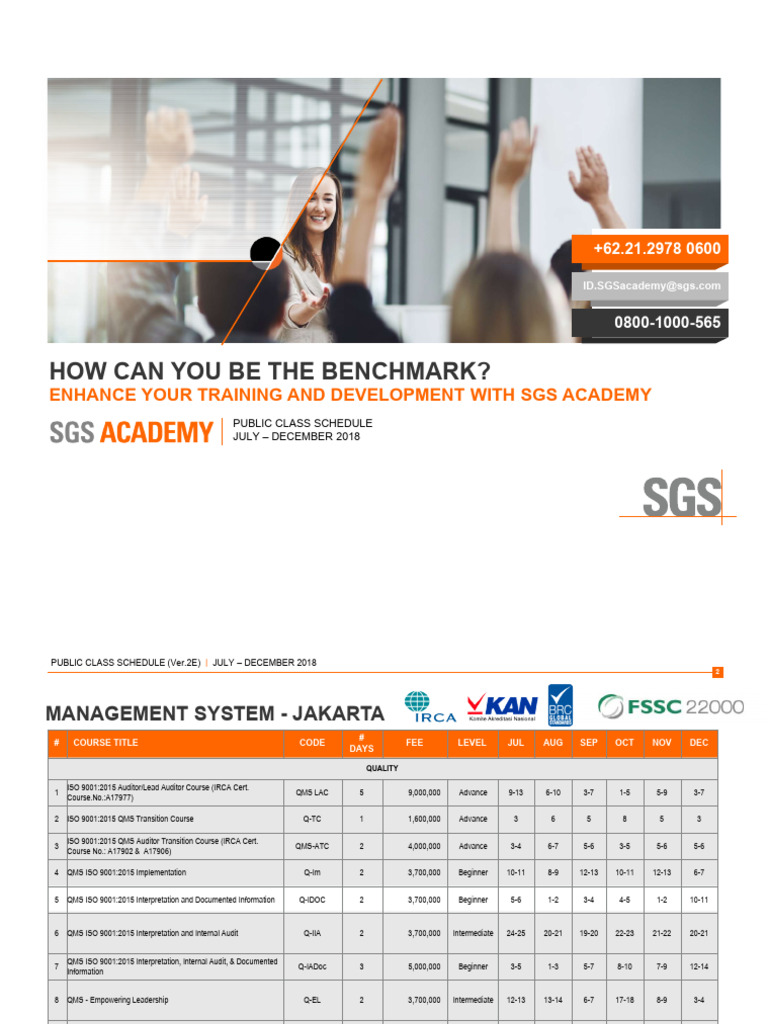 SGS-Academy H2-2018 Ver 2E | PDF | Food Safety | Iso 9000