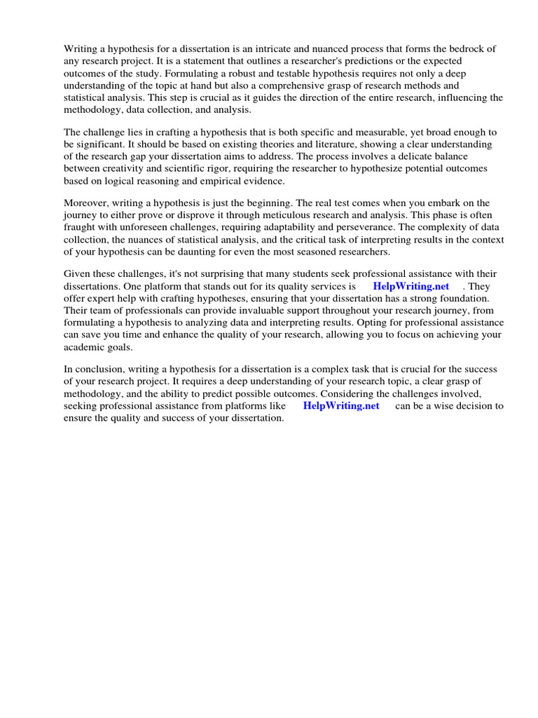 How To Write A Hypothesis For A Dissertation Pdf Hypothesis Scientific Method