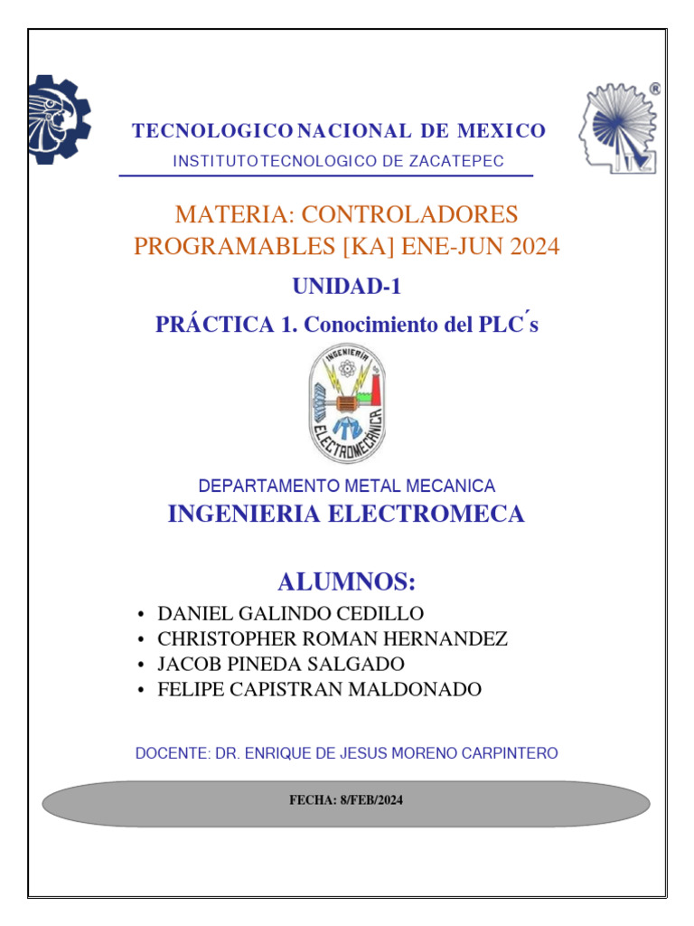 Practica 1 Conocimiento Del PLC'S | PDF | Controlador lógico programable | Unidad Central de ...