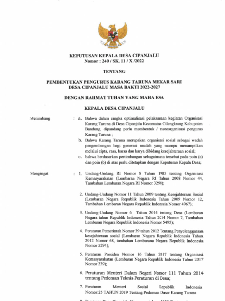 SK Karang Taruna Desa Cipanjalu | PDF