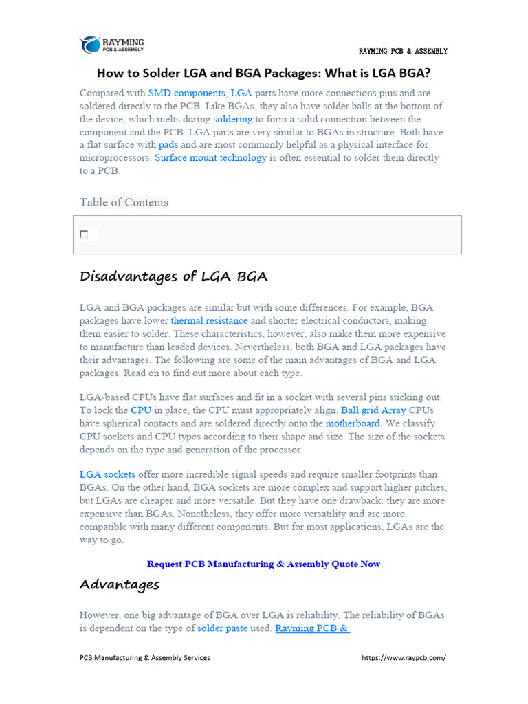 How To Solder LGA and BGA Packages What Is LGA BGA | PDF | Printed ...
