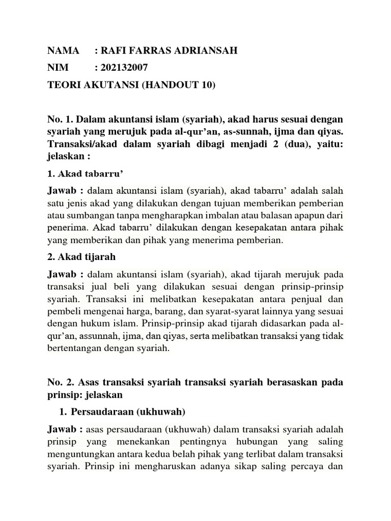 RAFI FARRAS 202132007 TA Handout 10 | PDF