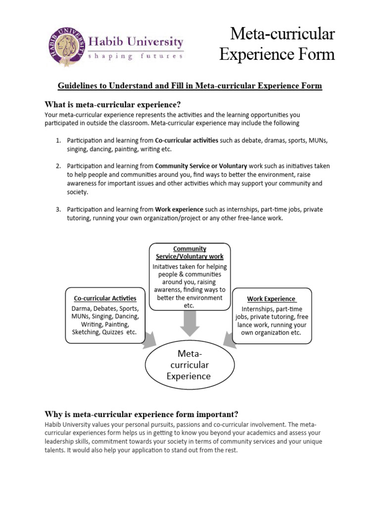 Meta-Curricular Experience Form | PDF | Experience | Knowledge