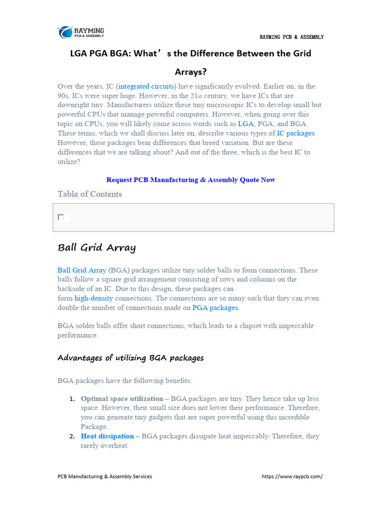 LGA PGA BGA What's The Difference Between The Grid Arrays | PDF | Electrical Engineering ...