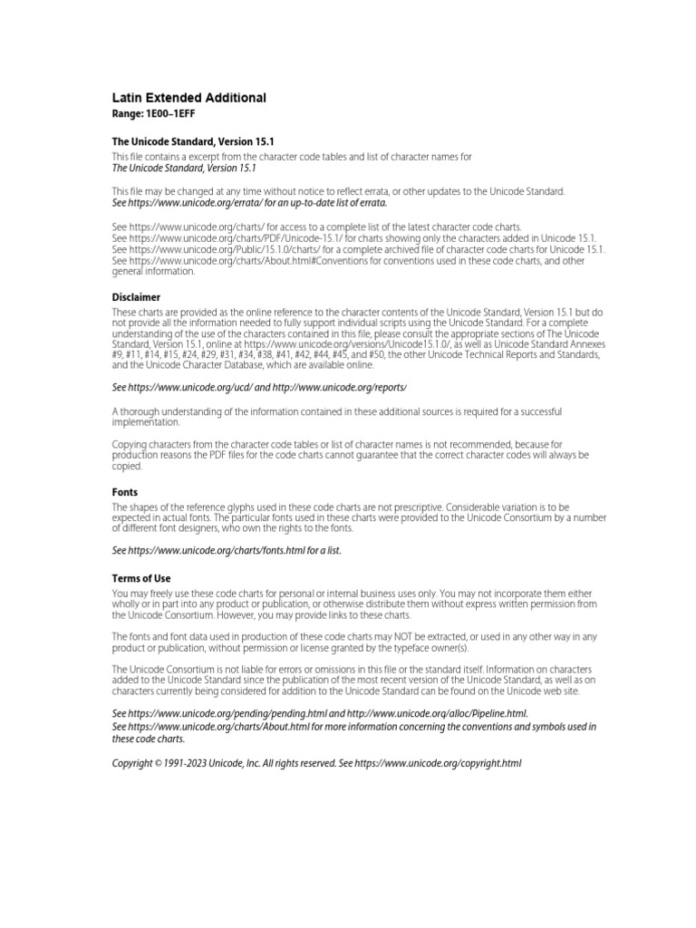 U1E00 | PDF | Character Encoding | Latin Script