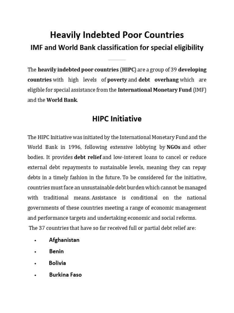 HIPEC | PDF | Heavily Indebted Poor Countries | Economies