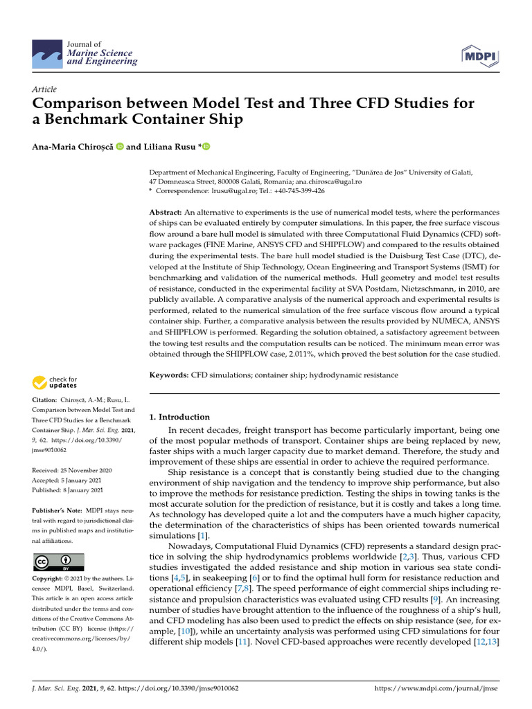 Comparison Model Test&3 CFDStudies Container Ship | PDF | Computational ...