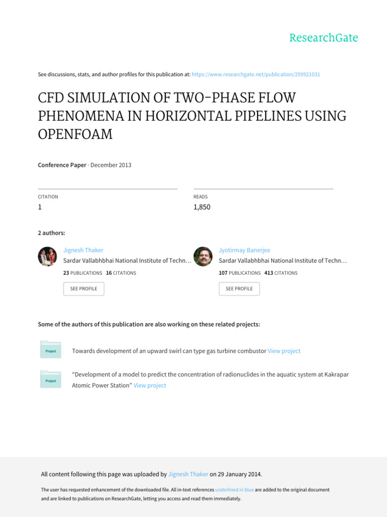 PAPER (OPENFOAM) CFDSimulation2PhaseHorizontalPipeline 2013 | PDF | Fluid Dynamics ...