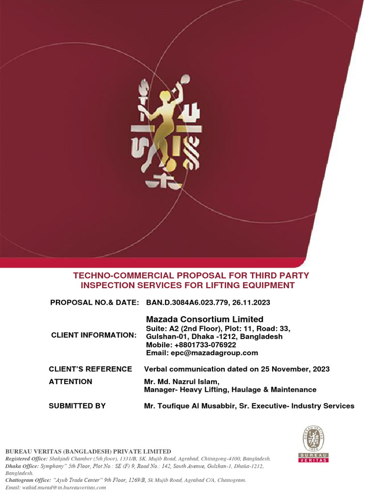 Techno-Financial Proposal For Lifting Equipment Inspection - Mazada ...