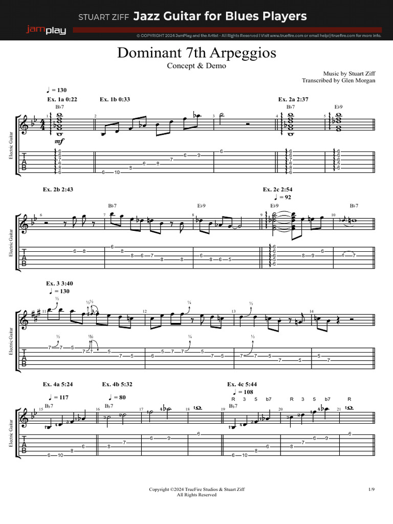 Dominant 7th Arpeggios for Guitar | PDF | All Rights Reserved ...