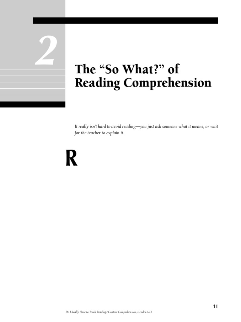 tovani - do i really have to teach reading | PDF | Reading Comprehension | Cognition