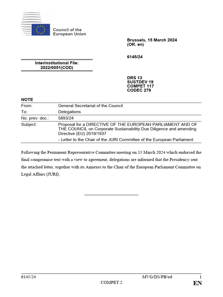 EU Member States Endorse CSDDD Agreement | PDF | Sustainability ...