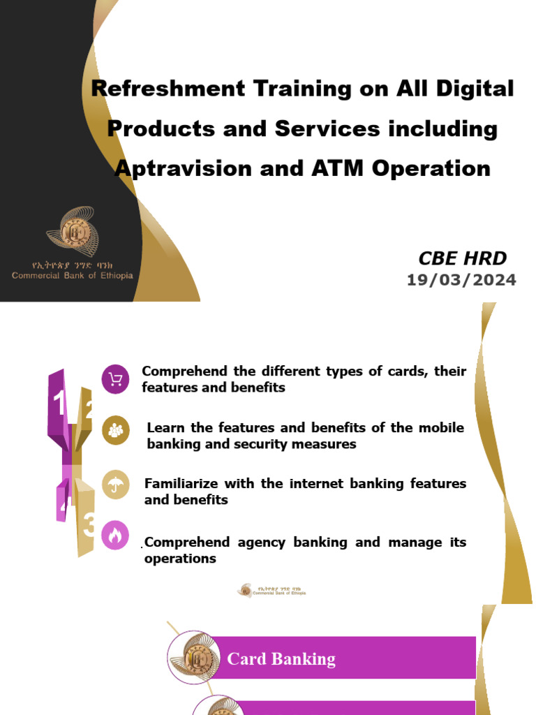 CBE Digital Banking Training Overview | PDF | Debit Card | Automated ...