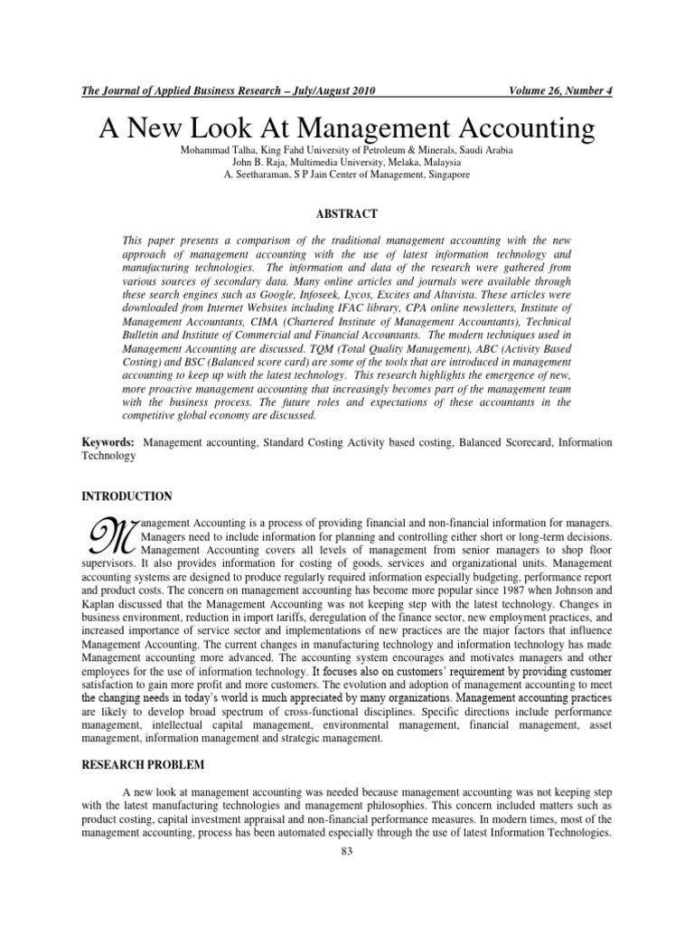 A New Look at Management Accounting | PDF
