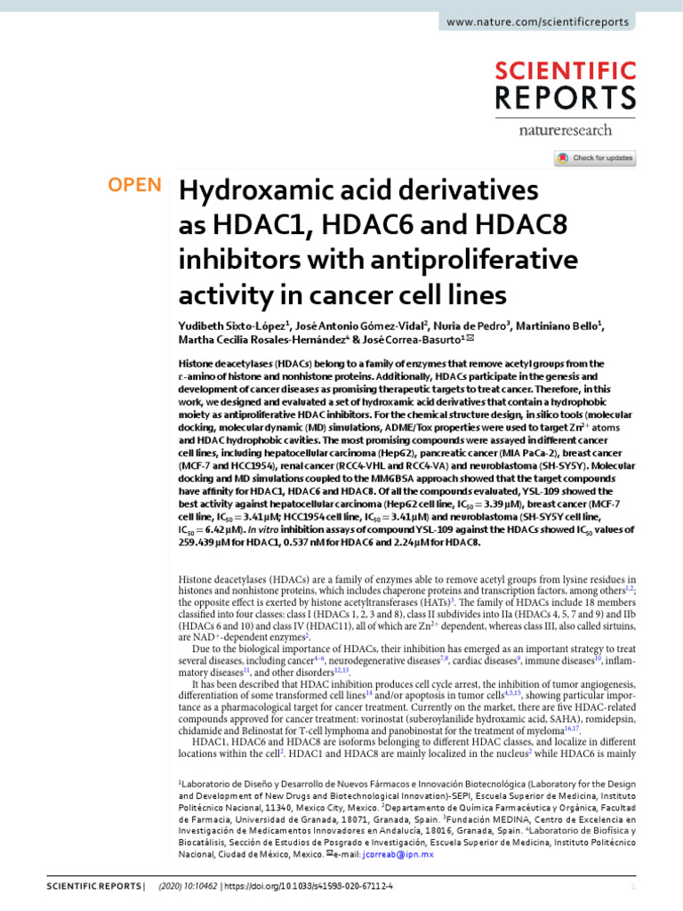 Hydroxamic Acid Derivatives | PDF