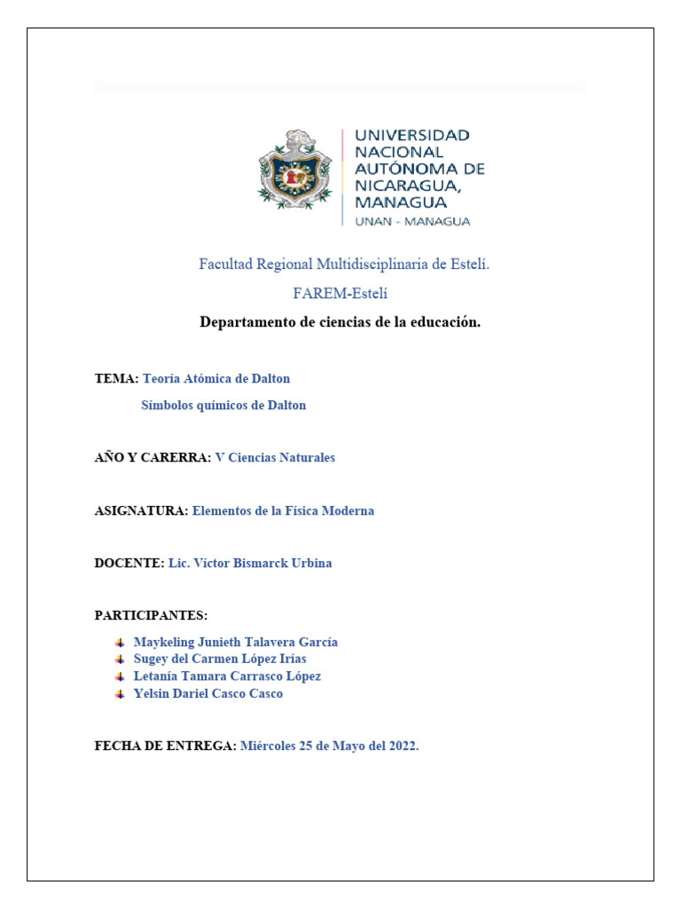 Teoria De Dalton Pdf Química átomos