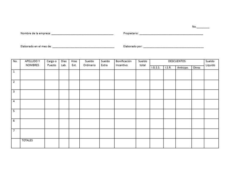 Planilla de Contabilidad | PDF