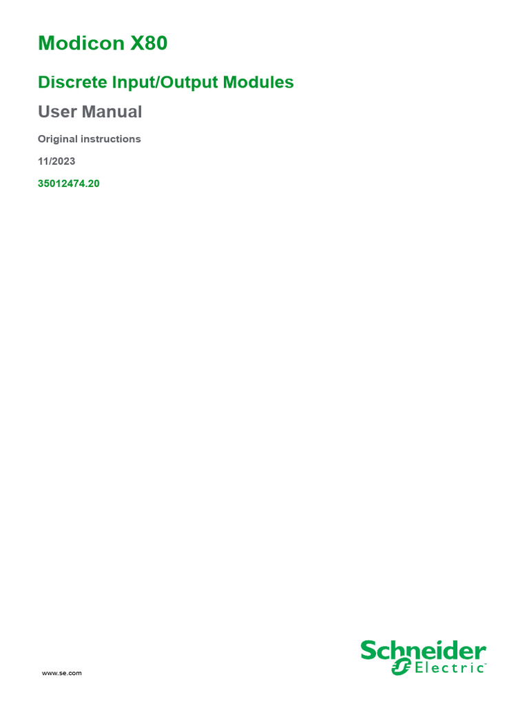 Modicon X80 Discrete InputOutput Modules User Manual - 20231025 | PDF ... Modicon X80 Discrete InputOutput Modules User Manual - 20231025 | PDF ...
