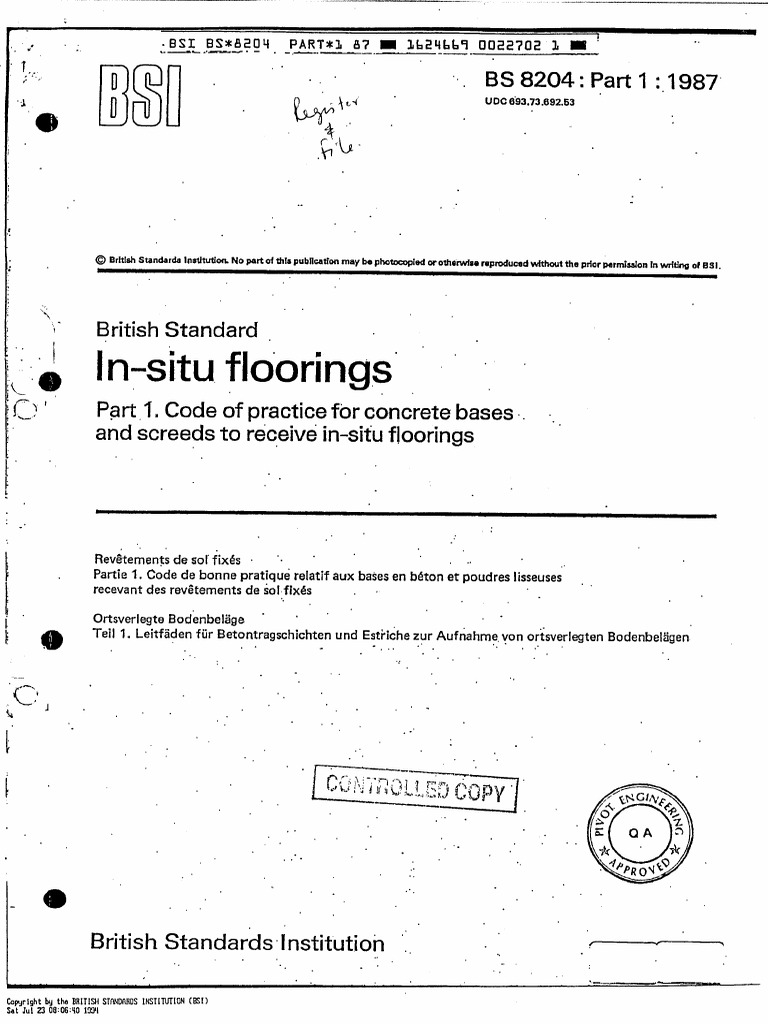 BS 8204 - 1 (1987) | PDF
