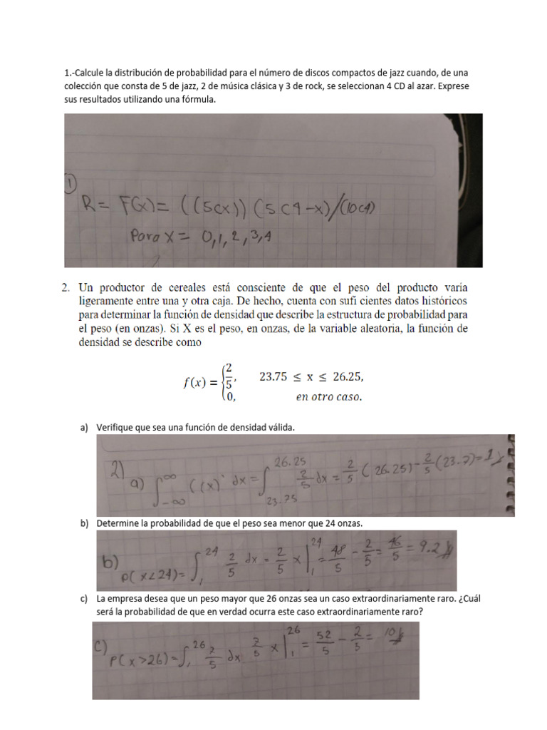 Ejercicios Probabilidad Tarea 3 | PDF