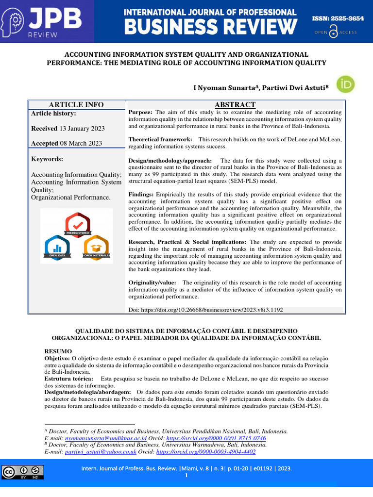 Accounting Information System Quality An Pdf Information Validity