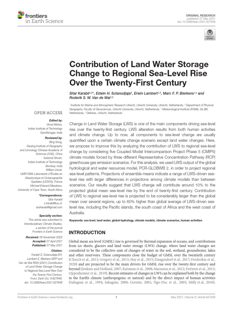 Lws 1 Pdf Groundwater Sea Level Rise