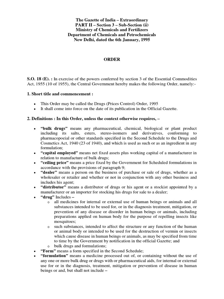 Drugs Price Control Order 1995 | PDF | Depreciation | Expense