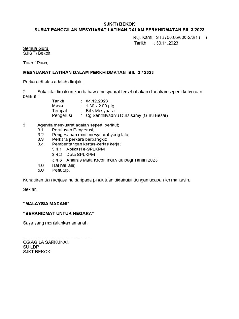 MINIT MESYUARAT LDP BIL 3 (2023) | PDF