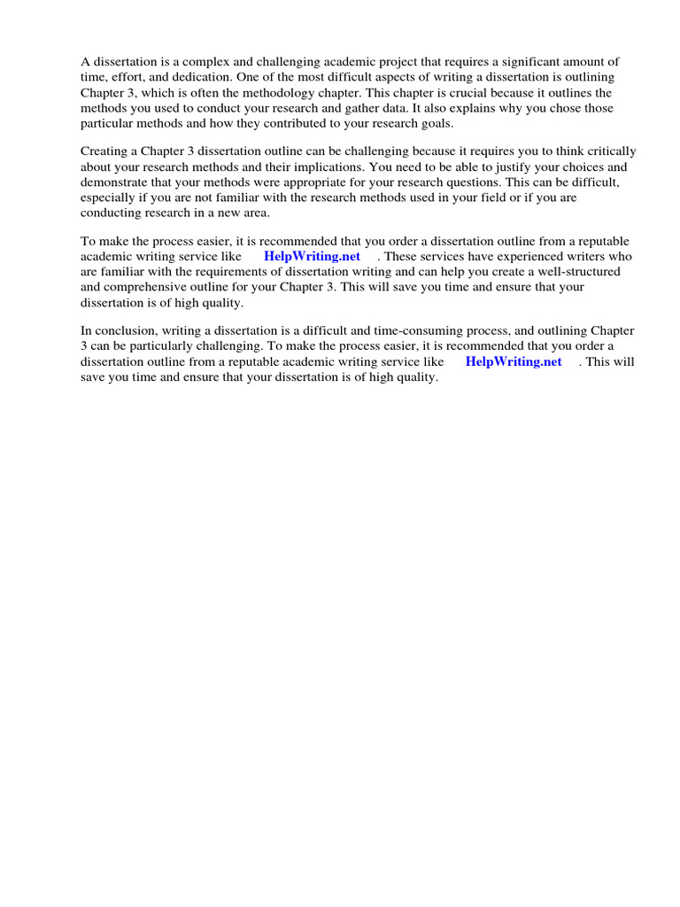 Chapter 3 Dissertation Outline | PDF | Methodology | Thesis