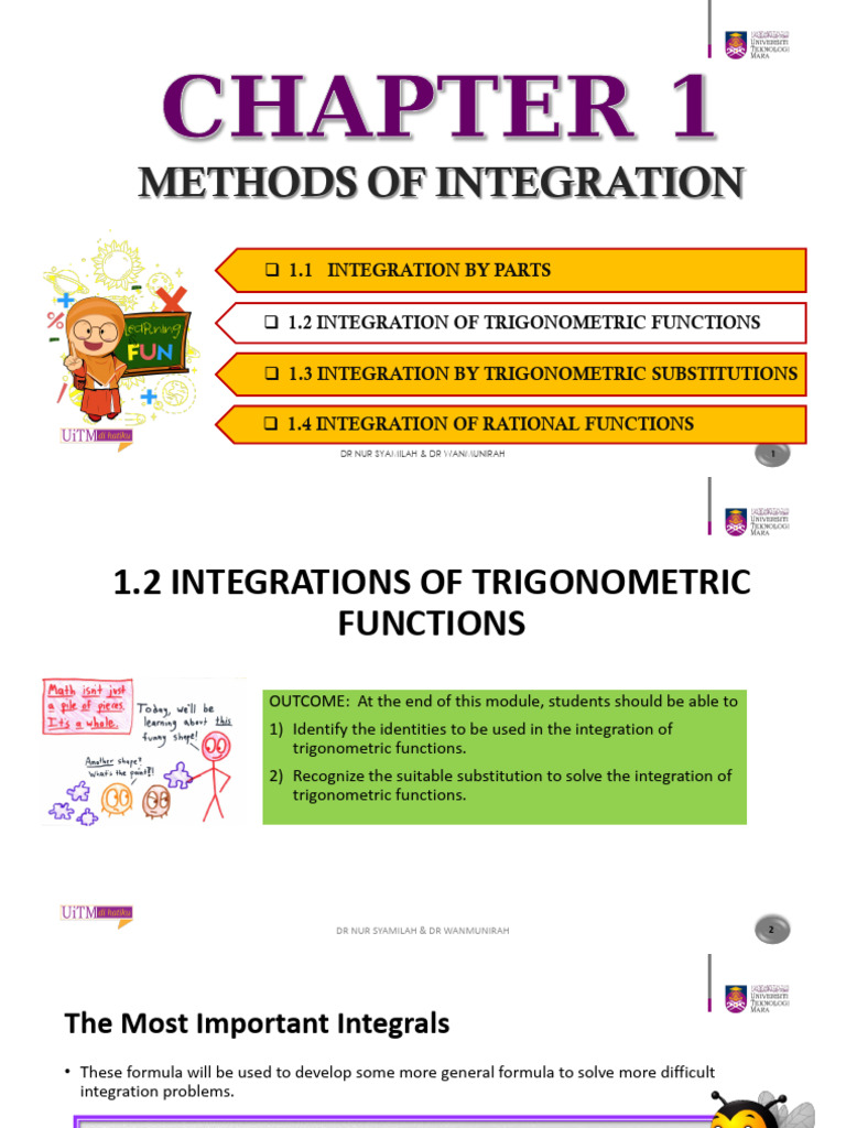 Chapter 1 1 2 Integration Of Trigonometric Functions Pdf Trigonometric Functions Angle